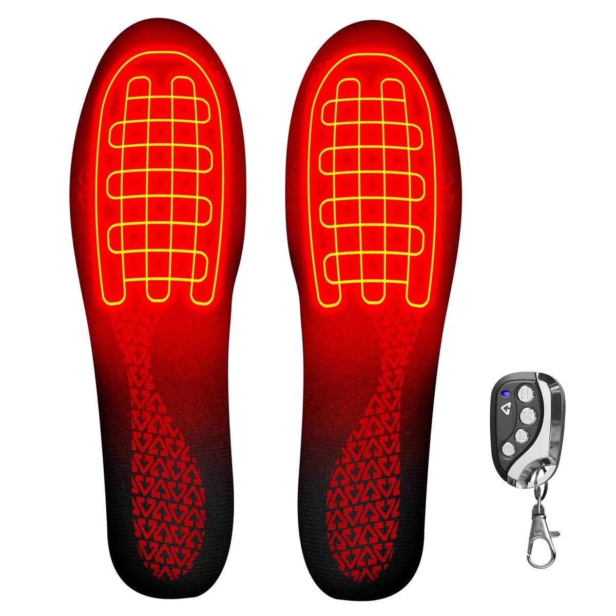 Gerbing Rechargeable Heated Insoles with Remote Control â Battery Powered Boot Shoe Insole Foot Warmers for Winter Hunting Fishing Camping Hiking â Works 8 Hours on Single Charge, Heats up to 140F