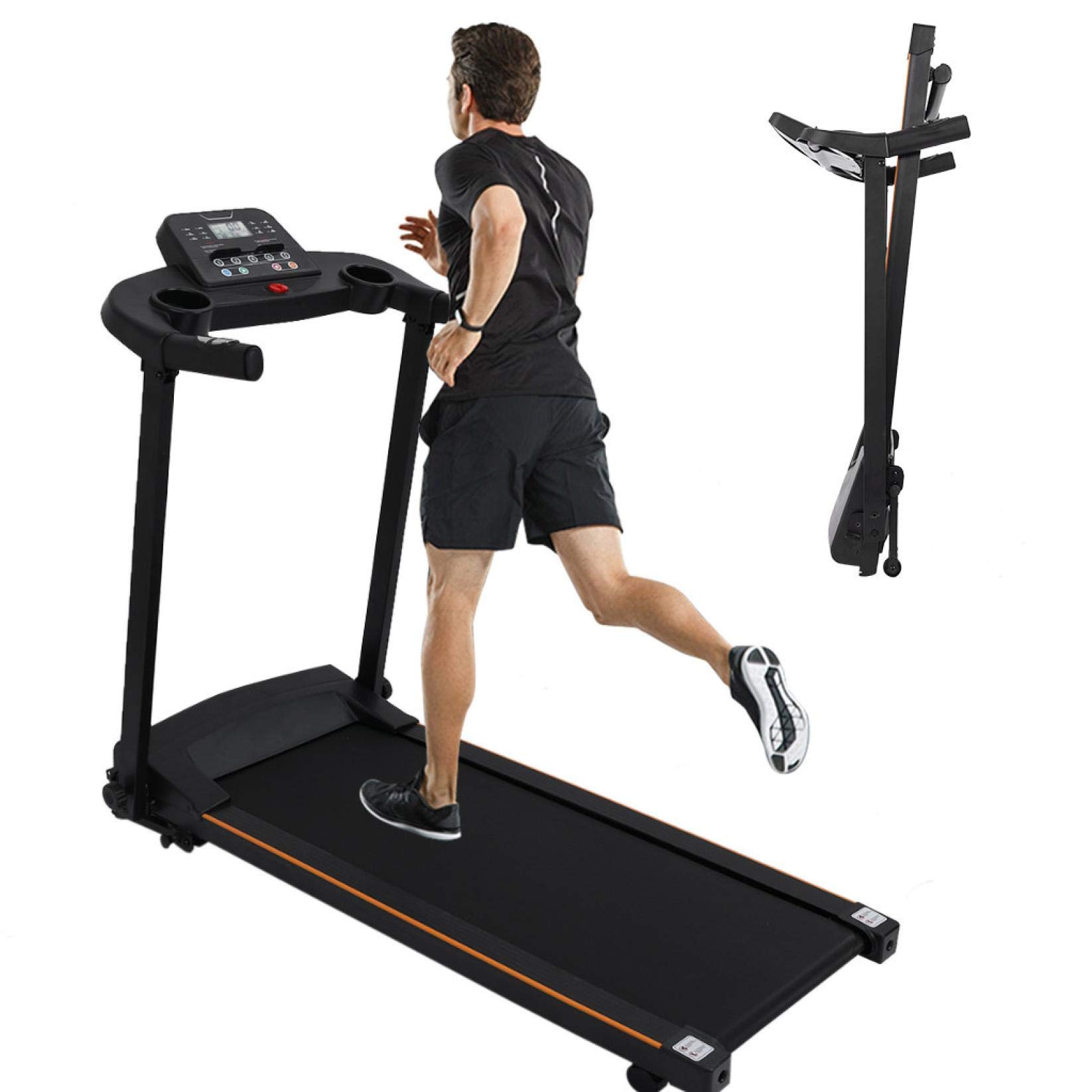Fan-Ling Multifunctional Fitness Treadmill Machine,Foldable Electric Running Machine High Power 2.0HP Treadmills with LCD Display Screen for Indoor Sport