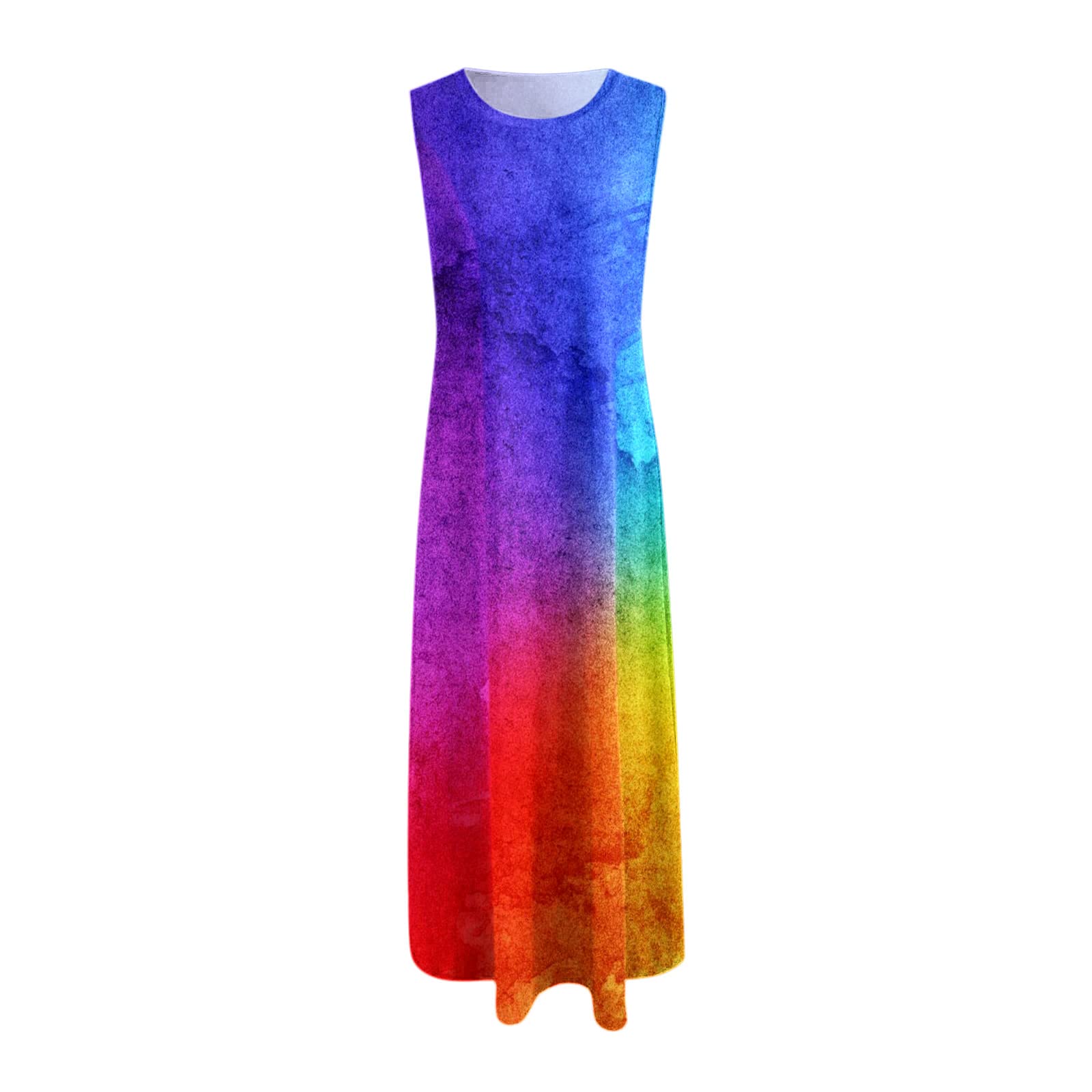 Formal Women Maxi Dress Summer Spring O Neck Dresses Sleeveless Split Long Boho Pocket Tank Beach Guest Skirts Blue