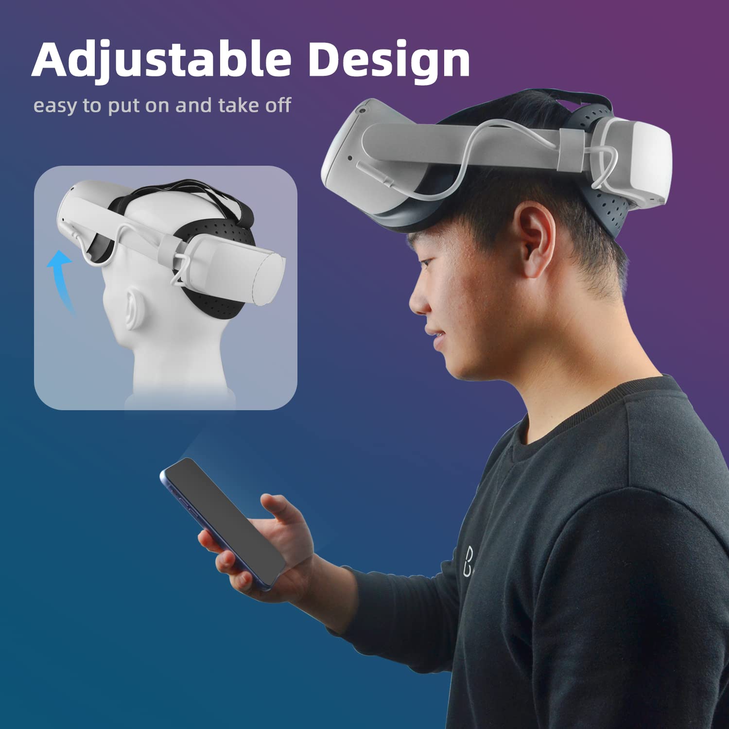 Head Strap with 8000mAh Battery Pack for Oculus Quest 2,IFOO Adjustable Elite Strap Fast Charging with Power Display, Enhanced Comfort in VR,Extend 8H Playtime