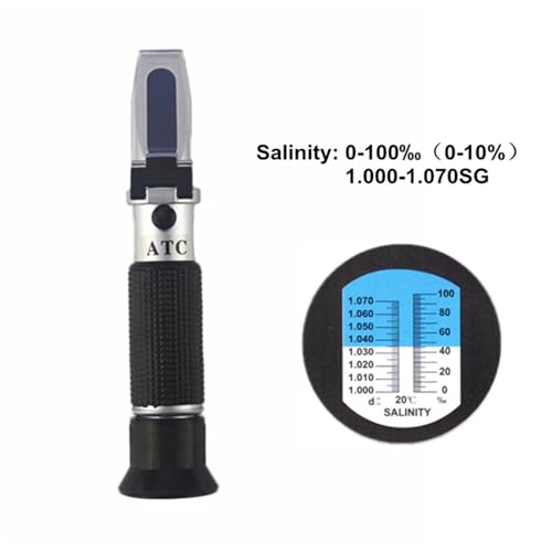 KYKYK Refractometer, Salinity Refractometer 0-10% 1.000-1.070SG Optical Salometer for Seawater Marine Aquaculture Food Salt Tester for Fruit, Homebrewing, Juice, Vegetables