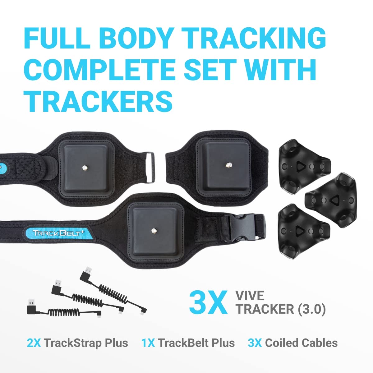 Full Body Tracking Bundle - 3 HTC Vive Trackers (3.0) + Rebuff Reality Trackstrap Plus