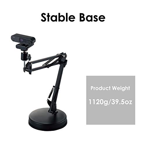 ELECOM Webcam Flexible Stand, Suspension Boom Scissor Arm Stand Camera Holder with Sturdy Base, 360 Degree Rotatable (UCAM-DSZARMBK)