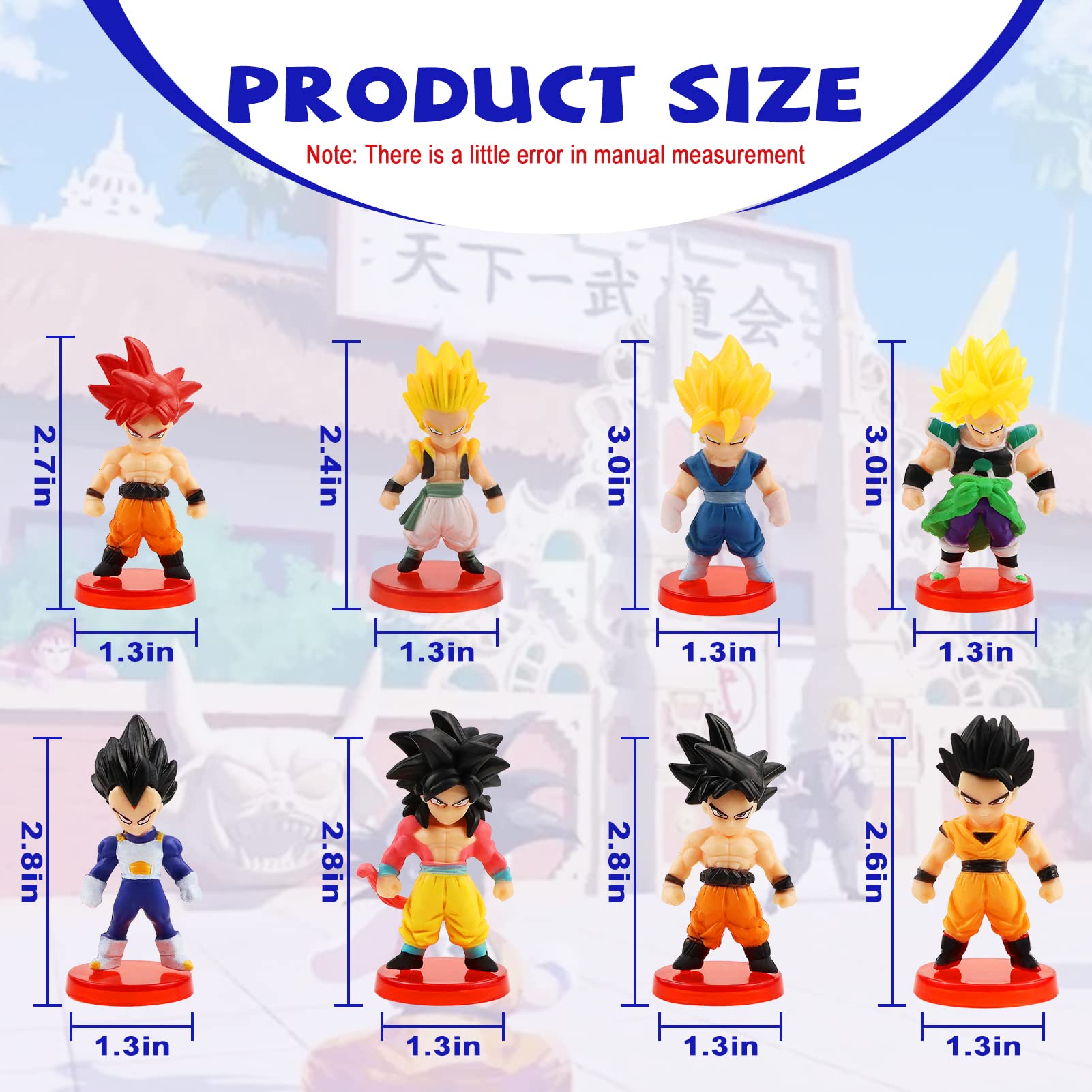 HONGFENG 16 Pack DBZ Anime Cartoon Cake Toppers,3" Goku Figures Cake Toppers Set.