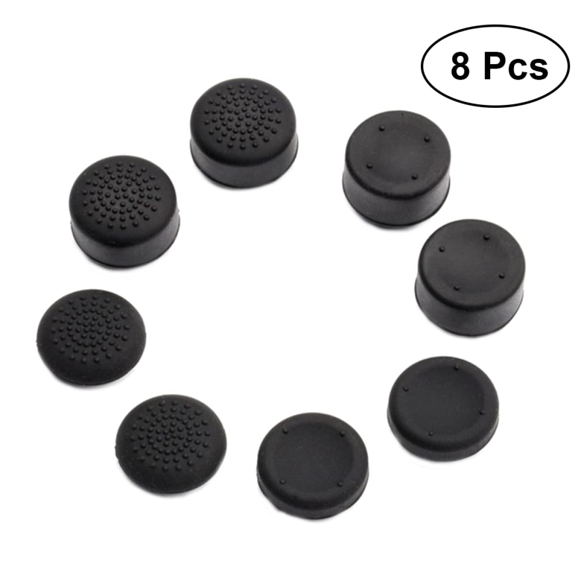 Healifty 8pcs Conter Height Caps Gamepad Case Non Enhanced Stick Accessory for Silicone Grips Raised Men Covers Thumb Joystick Women Grip Cover Replacement Cap Black Slip