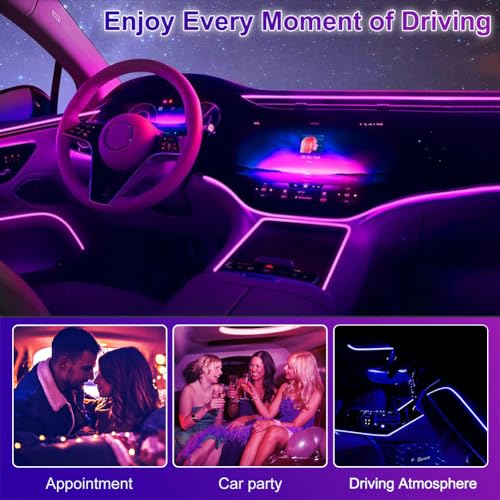 Remote Car LED Strip Lights, Multicolor Interior Car Lights,16 Million Colors 5 in 1 Ambient Lighting Kit with 236 inches Fiber Optic, Function and Wireless APP Control (5 in 1 APP)