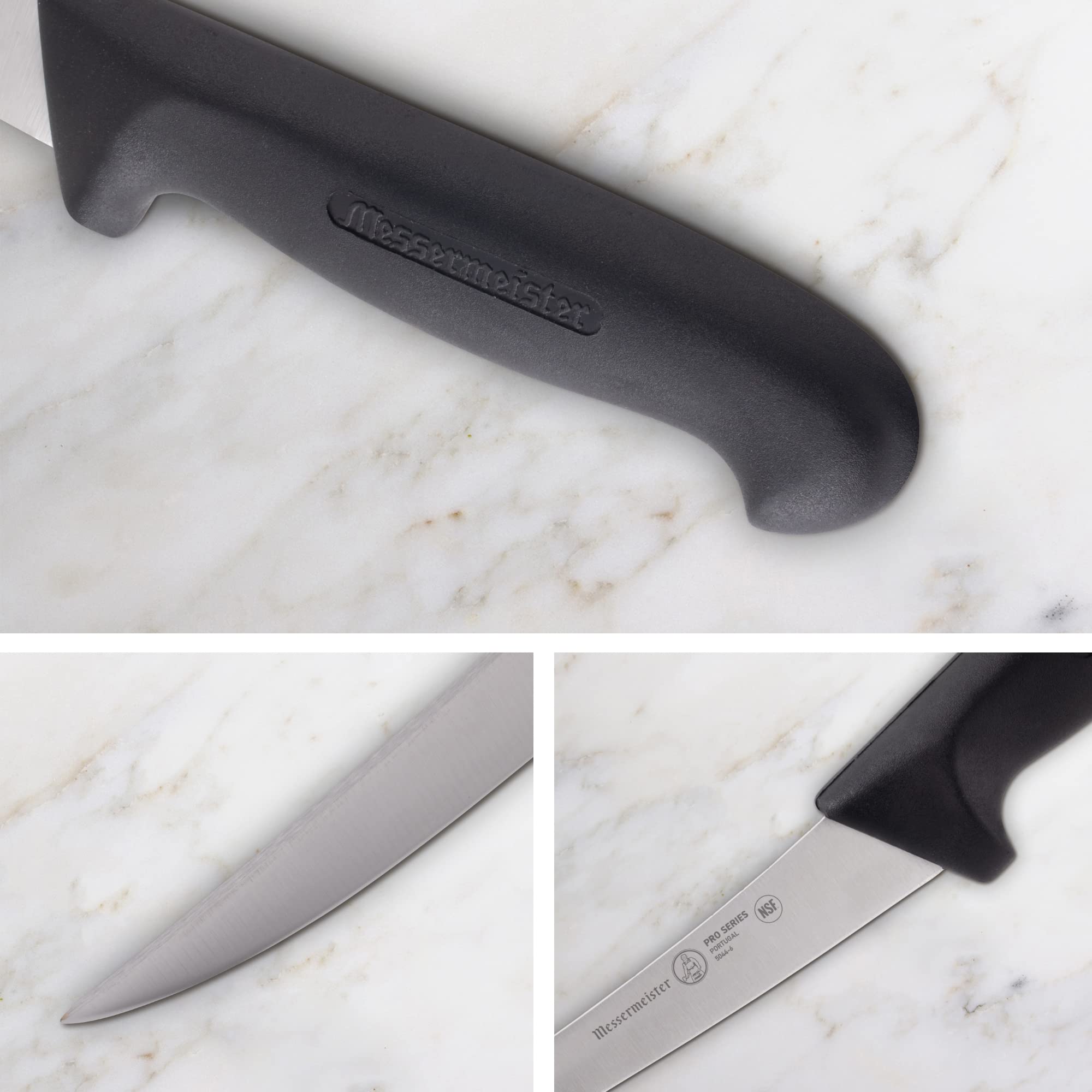 Messermeister Pro Series 6” Flexible Curved Boning Knife - German X50 Stainless Steel & NSF-Approved PolyFibre Handle - 15-Degree Edge, Rust Resistant & Easy to Maintain - Made in Portugal