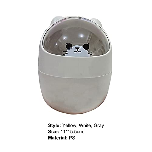 Storage Box Storage Container Mini Trash Can Large Capacity Detachable PS Plastic Mini Desktop Trash Bin for Bedroom - White