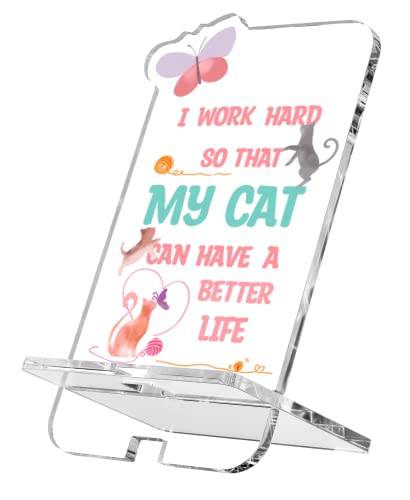 Parxara Cat Desk Accessories Phone Holder Desk Decor Gifts for Cat Lovers Women Cute Office Supplies with Lovely Kittens Uplifting Gifts Cat Stuff for Cat Mom Birthday Present for Coworkers Friend