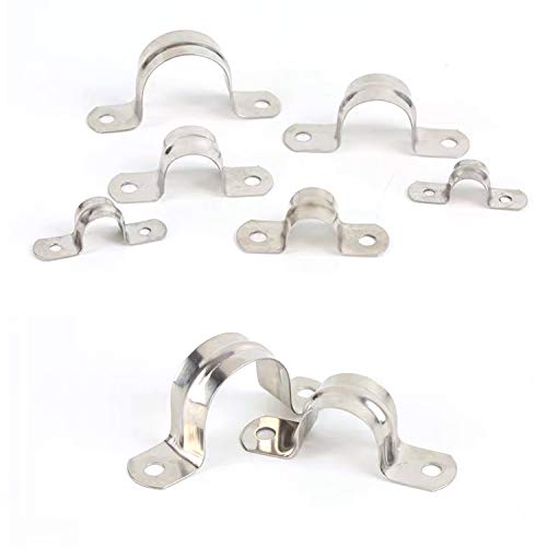 ISPINNER 25pcs M25 Stainless Steel Rigid Pipe Strap for 1 Inch Hose OD, 2 Holes Cable U Bracket Clamp Hanger Tube Strap Tension Clips