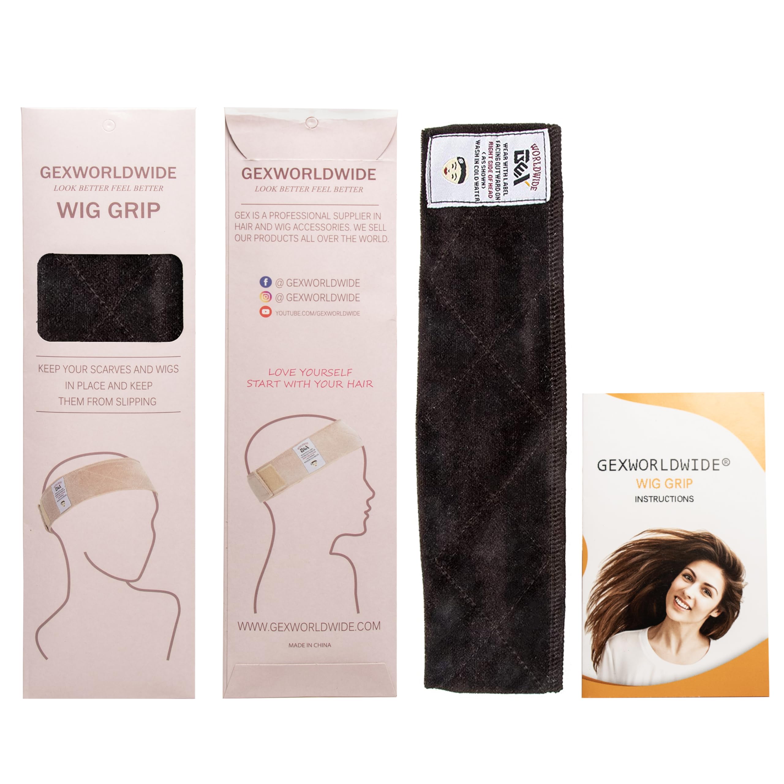 GEX Wig Grip Band with Adjustable Elastic Closure Flexible Velvet No Slip Wig grip Headbands Cap for Wigs(Brown)