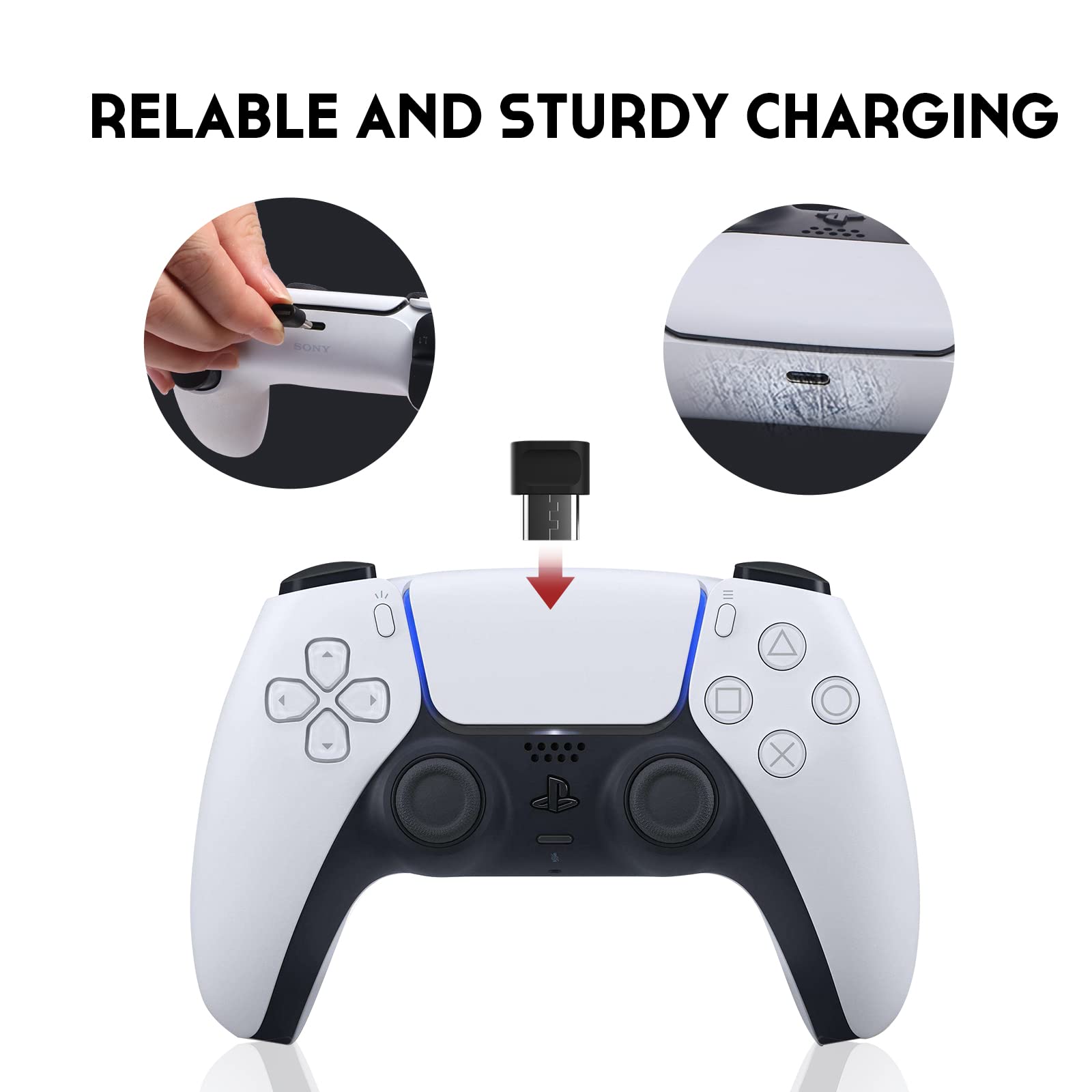 HEATFUN USB C Adapters, Small USB C Adapter Compatible with DOBE PS5 Charging Dock - 4 Packs