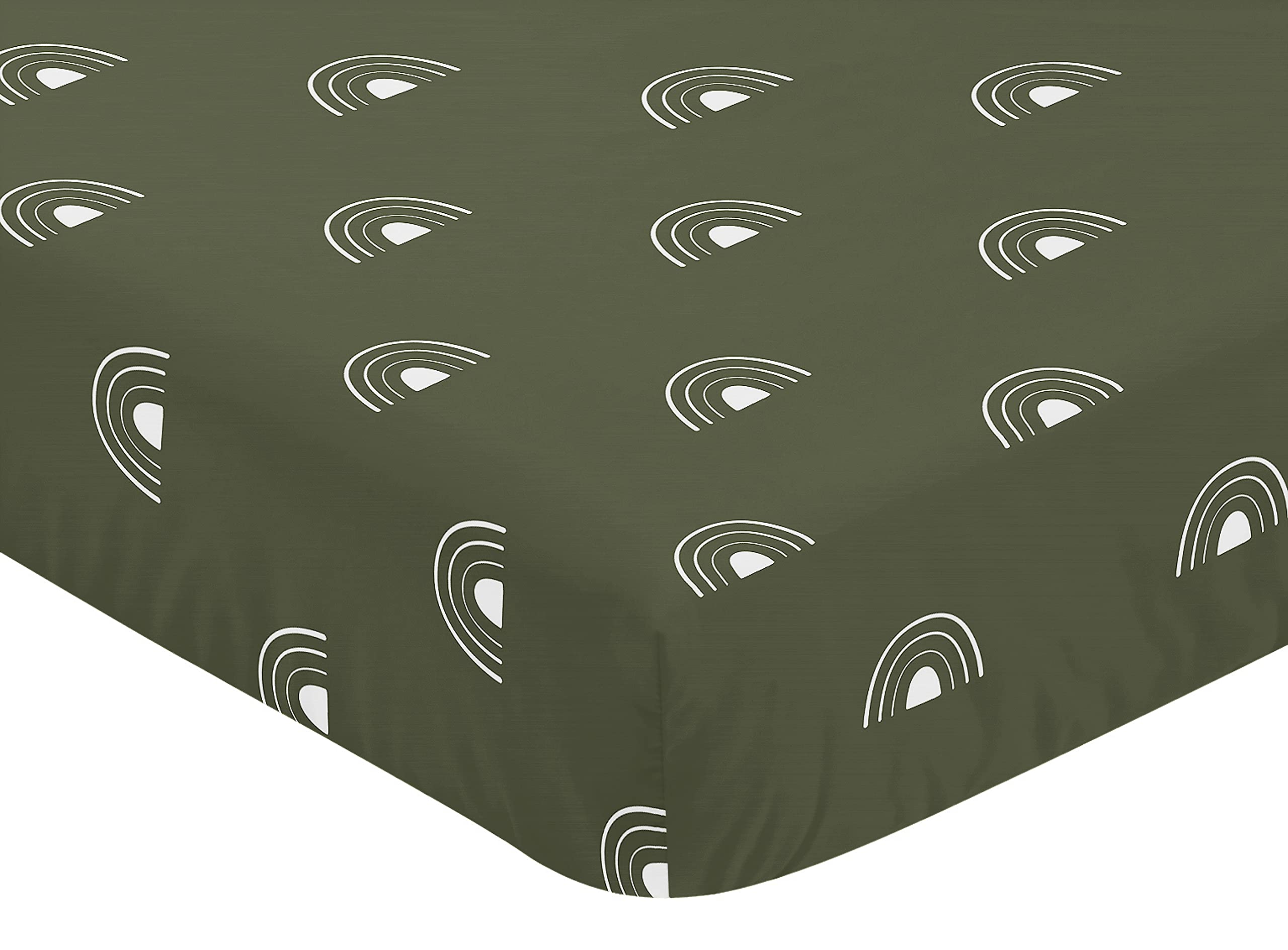 Sweet Jojo Designs Hunter Green Boho Rainbow Boy or Girl Fitted Crib Sheet Baby or Toddler Bed Nursery - White Bohemian Celestial Sky Outdoors Nature Gender Neutral