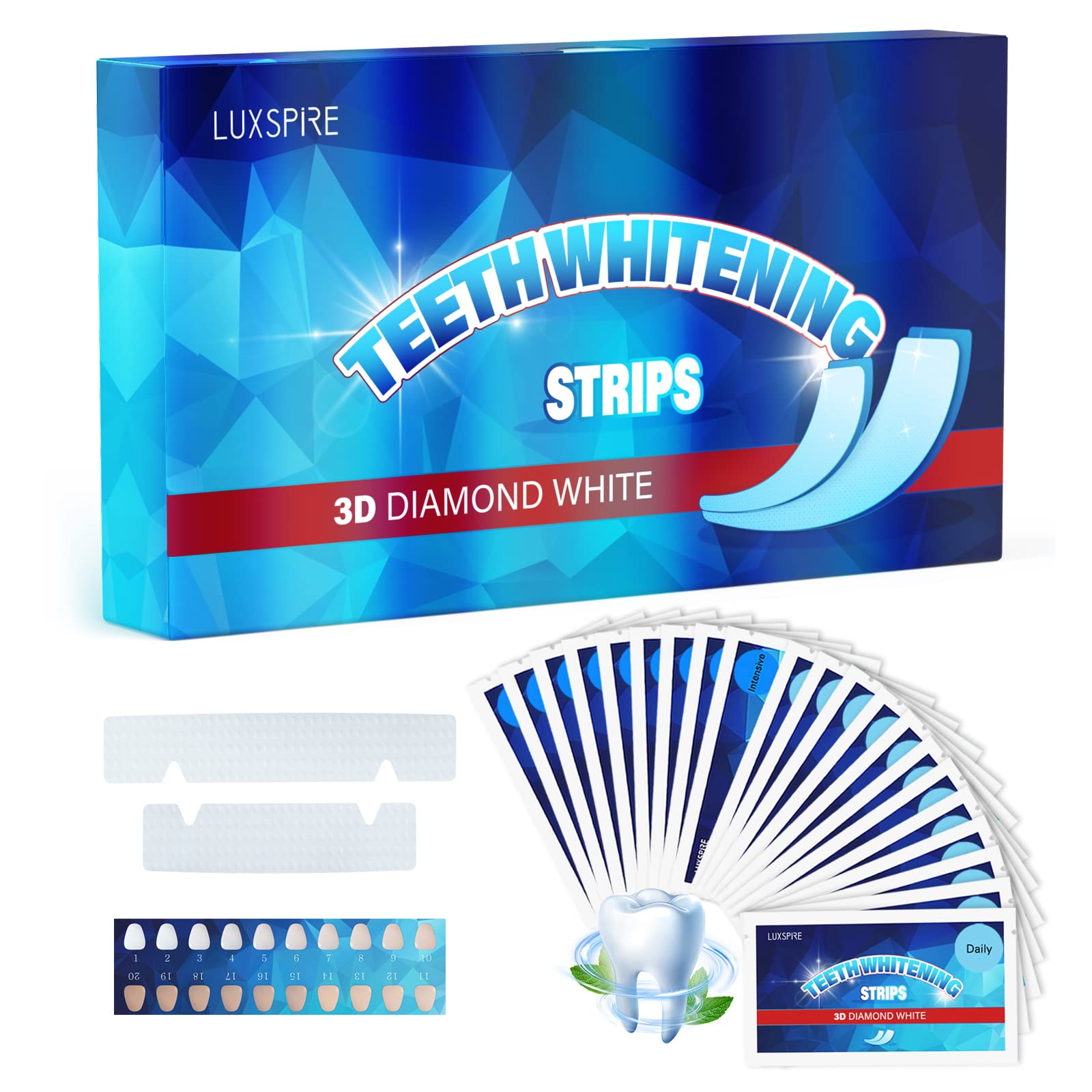Luxspire Teeth Whitening Strips, 42 Strips(21 Treatments) Professional Teeth Whitening Kit for Teeth Sensitive, Fast-Result Effective Whitening, No Slip Strips Safe Teeth Whitening Product, Mint