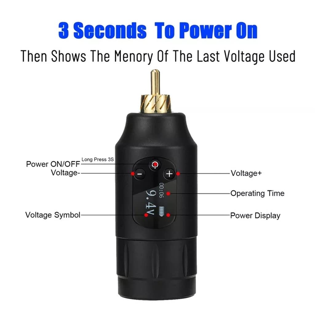 LUKEO Tattoo Machine Set Rechargeable Mini Tattoo Battery RCA Connector Rotary Tattoo Machine with 10pcs Cartridge Needles