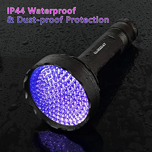 GLOSSDAY Blacklight Flashlight,128 LED UV Flashlights, Upgraded Bright Ultraviolet Flashlight Professional Black Light for Dog/Cat, Hunting Scorpions