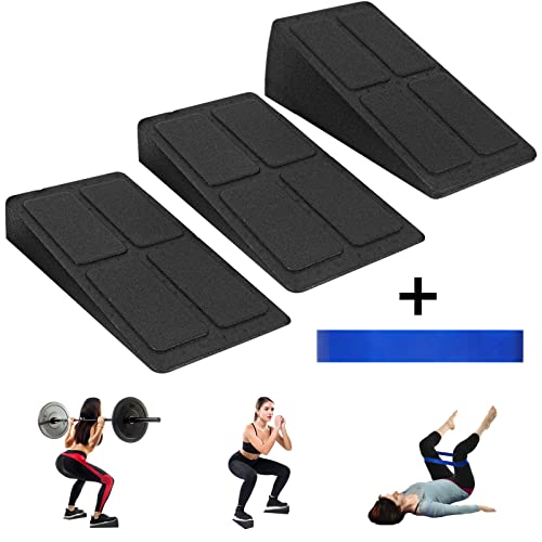 GDTOOLMMY Slant Board,3 Pcs Non-Slip Foam Calf Stretcher with 5 Adjustable Angles,480 Lbs Weight Capacity Squat Wedge for Exercises, Physical Therapy, Squats(Included Yoga Elastic Band)