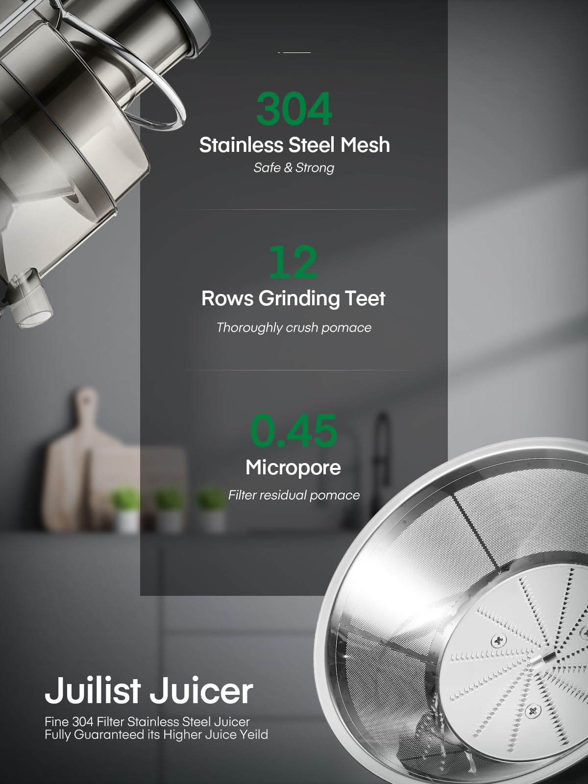 Juicer Machines, 600W Centrifugal Juicer Extractor with Wide Mouth 3” Feed Chute, 1200W Peak Power for Hard & Soft Fruit Vegetable, Easy to Clean, Stainless Steel, Silver