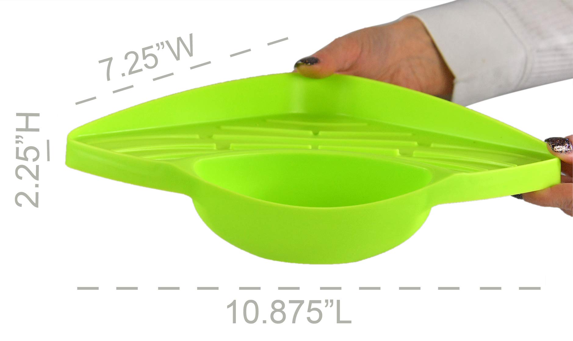 HOME-X Sponge Holder Kitchen Decor, Triangle Sink Corner Shelf - Storage Rack Suction Cup Holder Organizer for Dish Cloth Sponge Soap Cleaning Brush (Green)