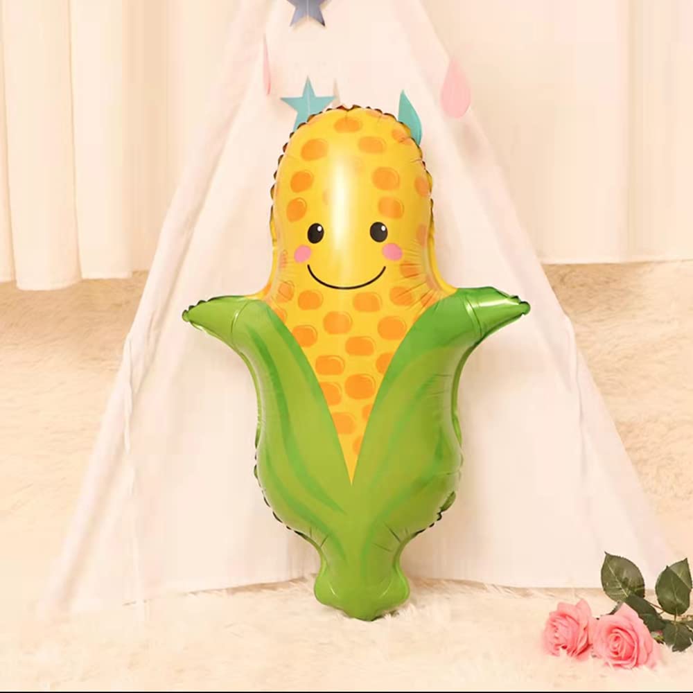 HORUIUS Corn Balloons Vegetables Corn Foil Mylar Balloons for Baby Shower Corn Themed Party Birthday Decoration Supplies 28 inch 5PCS