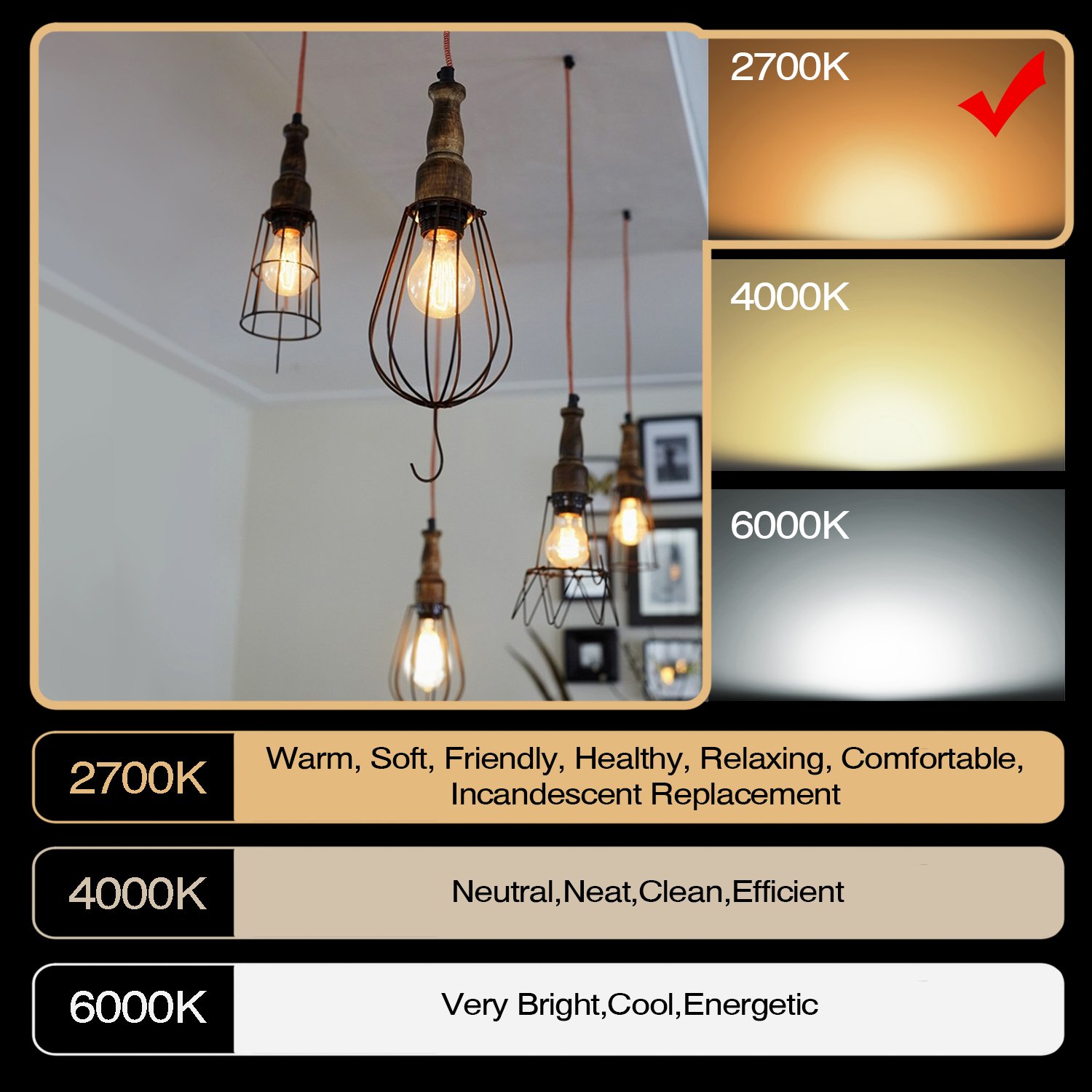 gezee A19(A60) Antique Shape,Dimmable 10W Edison Style Vintage LED Filament Light Bulb, 100W Incandescent Replacement,Warm White 2700K,1000LM, E26 Medium Base Lamp, Clear Glass Cover(3 Pack) …