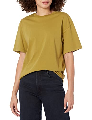 The Drop Women's Lydia Loose Short Sleeve Drop Shoulder Jersey T-Shirt, Olive Oil , S