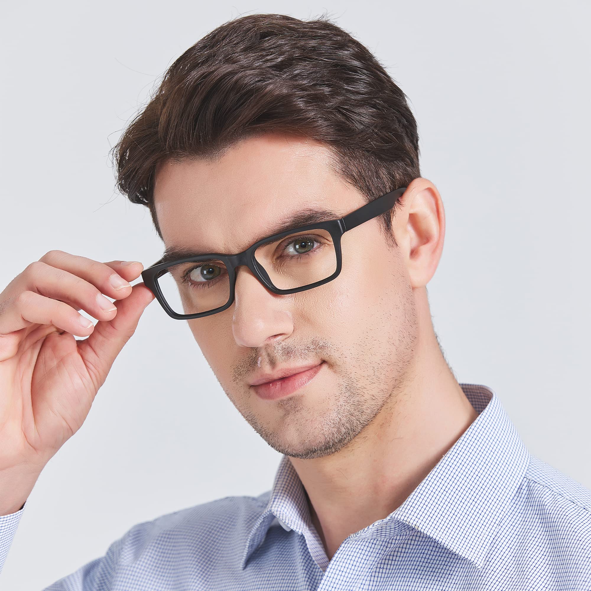 Increbill 6-Pack Reading Glasses for Men, Spring Hinges Rectangular Frame Readers Glasses, Clear Lens Computer Eyeglasses, 3.5 x
