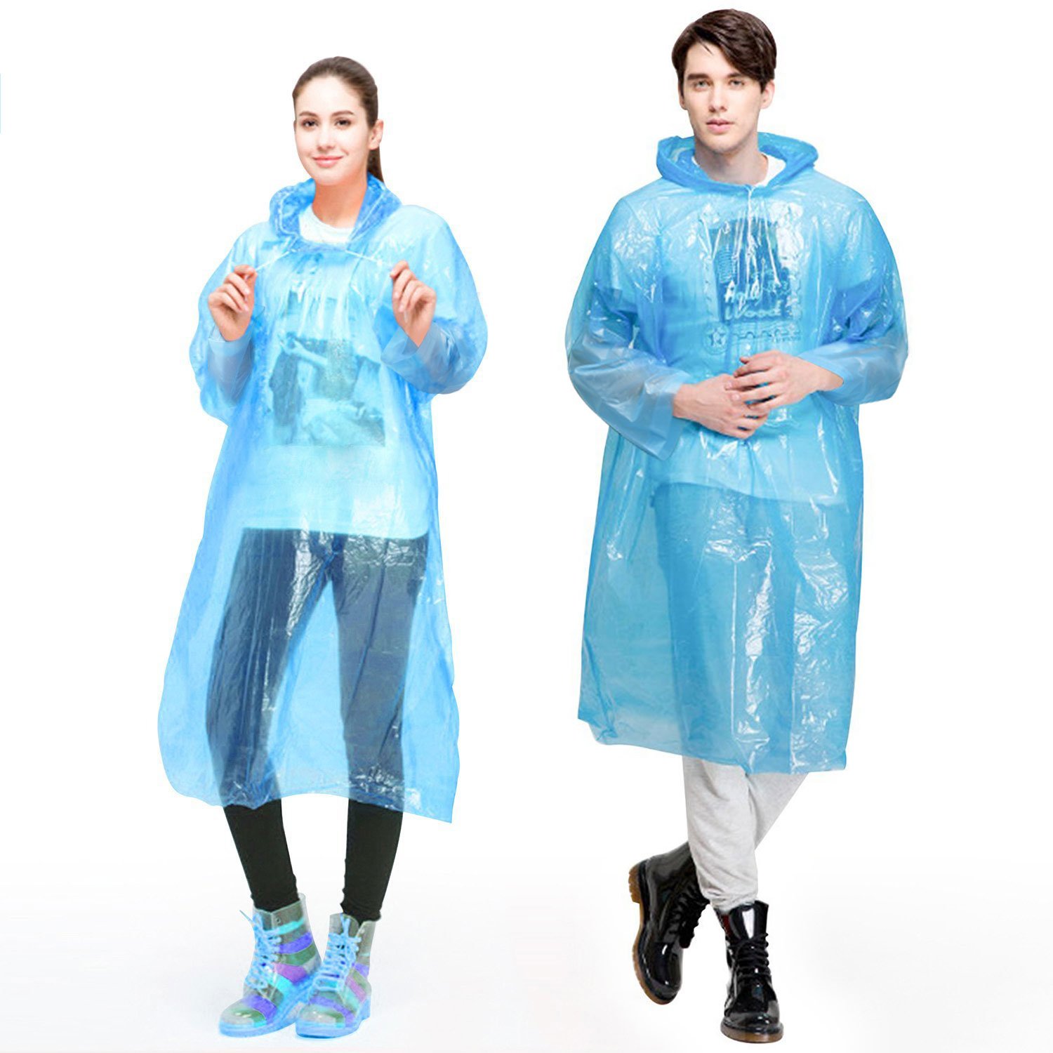 INNOCHEER Rain Ponchos Family Pack of 12, Disposable Emergency Raincoat for Kids and Adults Camping Hiking Outdoors (Multicolour 12PCS)