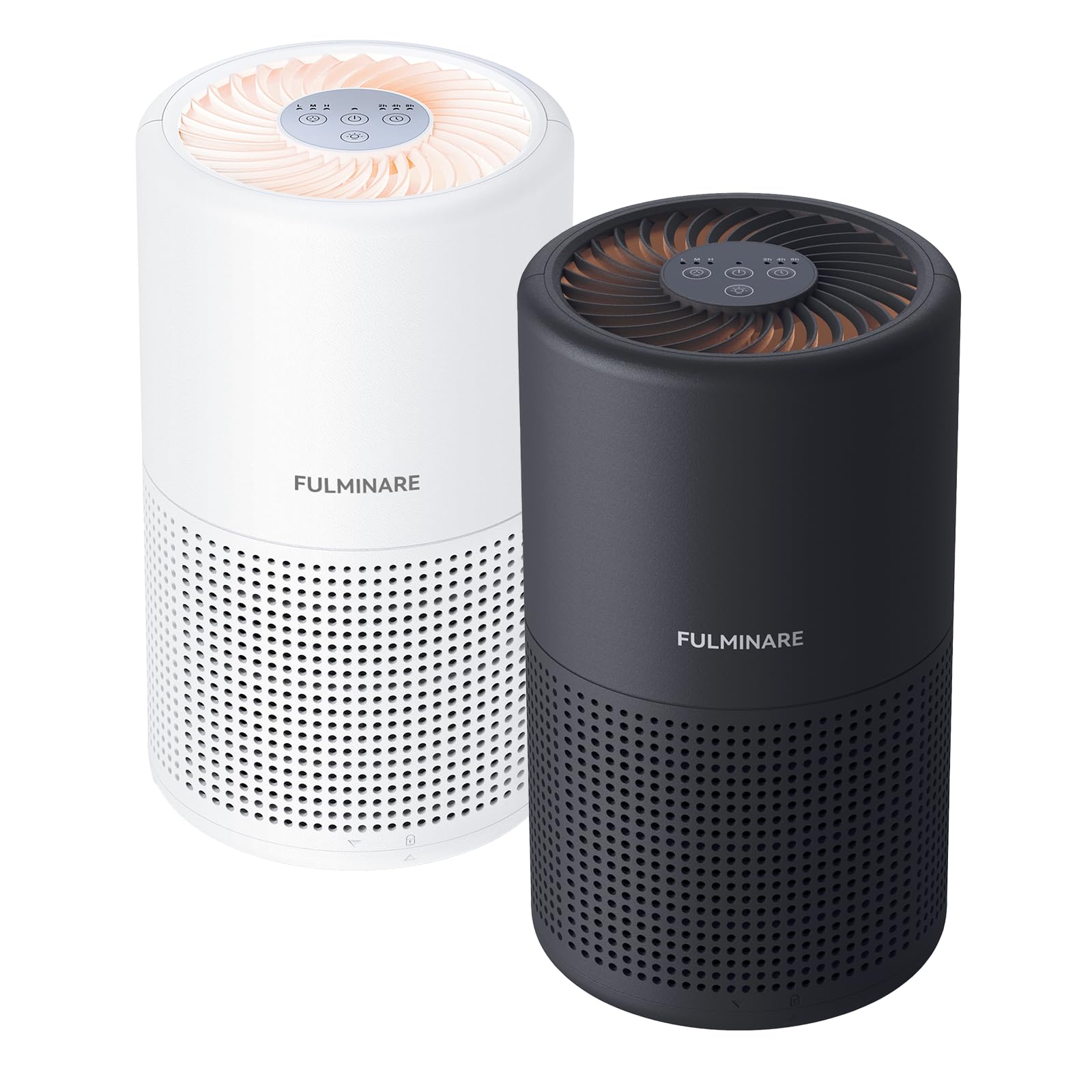 FULMINARE Air Purifiers for Bedroom H13 True HEPA Air Filter 2 Pack(PU P05 White and Black)