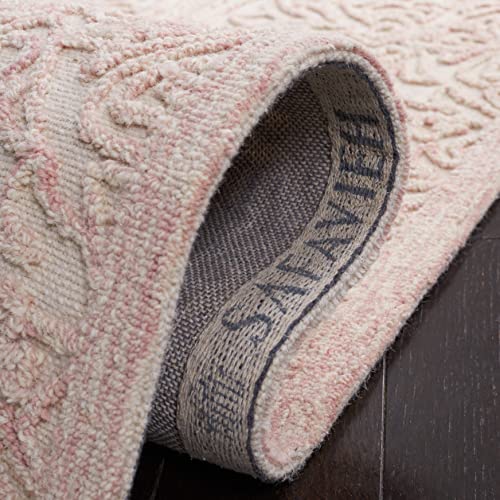 MARTHA STEWART Safavieh Collection by SAFAVIEH 4' x 6' Ivory/Pink MSR3511U Handmade Contemporary Wool Area Rug