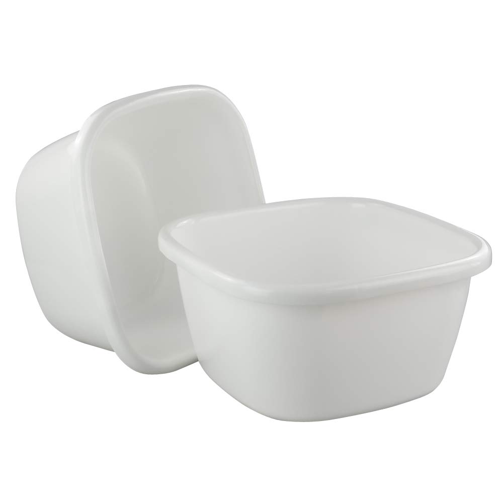 Ggbin 18 Quart Plastic Dish Pans, 13.58"x13.58"x7", 2 Packs(White)
