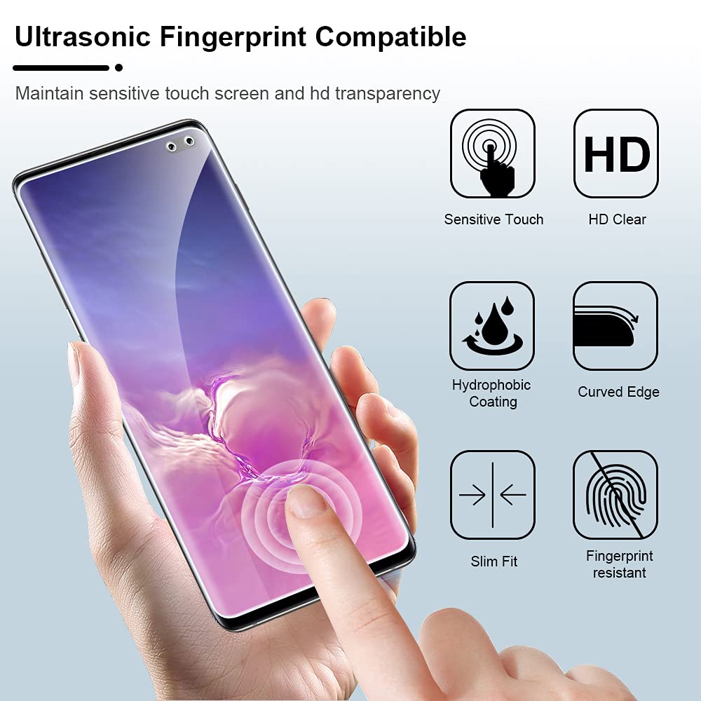 HATOSHI 3 Pack Screen Protector for Samsung Galaxy S10 Plus with 3 Pack Camera Lens Protector, Easy Installation HD Clear Flexible TPU Full Protective Screen for Samsung S10+ 6.4-inch [Work with Case]