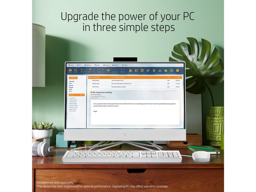 HP 2022 21.5" FHD IPS ZBD 250 nits All in ONE Desktop, Intel Celeron G5900T Processor, 16GB RAM, 512GB PCIe SSD, Intel UHD Graphics 630, HD Webcam, DVD-Writer, HDMI, Windows 11, White, 32GB USB Card