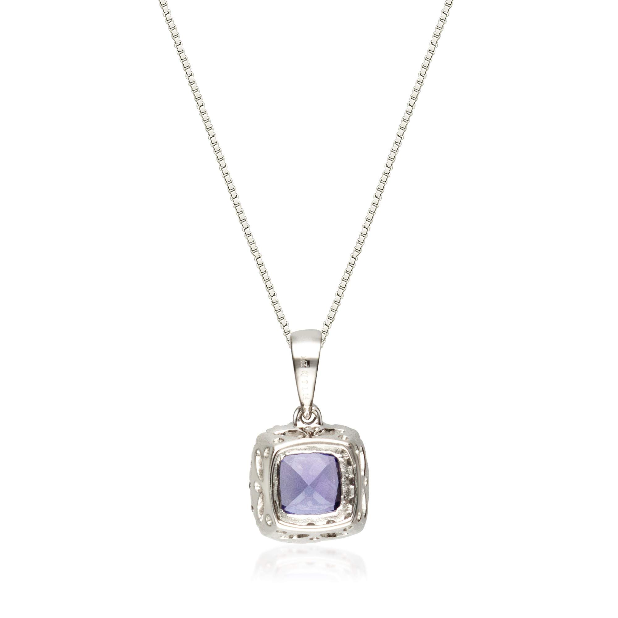 Gin & Grace 14K White Gold Natural Diamond (I1,I2) & Genuine Tanzanite Pendant for Women
