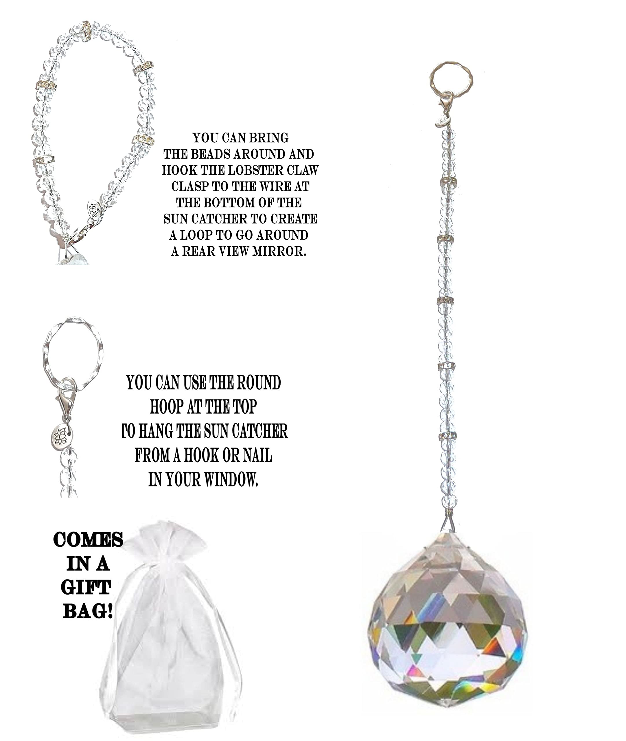 Hidden Hollow Beads Gift Set, Bracelet, Key Chain & Crystal Sun Catcher. 3 Piece Set with Charm. (Be Stronger Than the Storm)