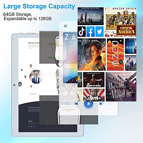 HOTIPS Android 10 Tablet 10.1 inch 4GB RAM 64GB Storage Octa-core Processor 5000mAh Battery,1280x800 IPS HD Touchscreen Tablets, 2MP+5MP Camera, Support 4G Phone Call, 2.4G Wi-Fi, Bluetooth 4.2