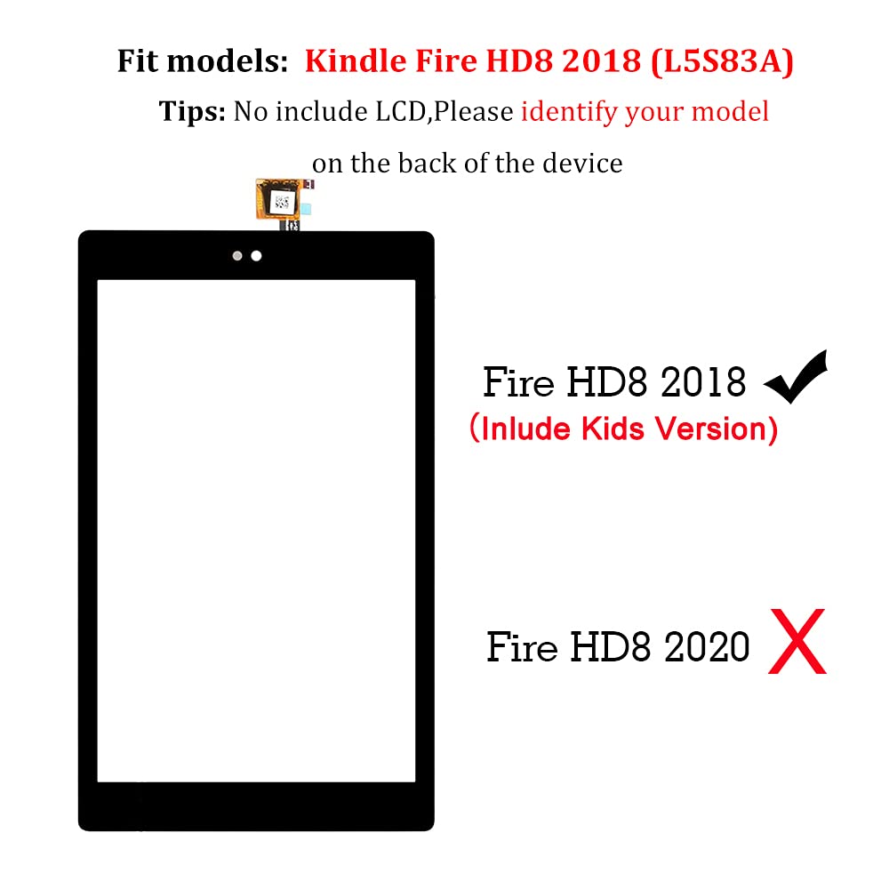 GoodFixer Original Quality Screen Replacement Digitizer for Amazon Kindle Fire Tablet HD 8 8th Gen Model L5S83A (2018 Released 8th Generation) Touch Screen Glass + Full Repair Kit