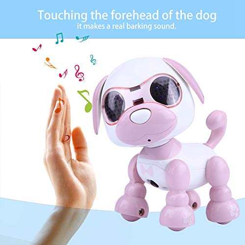 Robot Dog Toy, Electronic Robot Dog Pet Toy Smart Kids Interactive Walking Sound Puppy with LED Light Educational Toy Gift for Kids Children(Pink)
