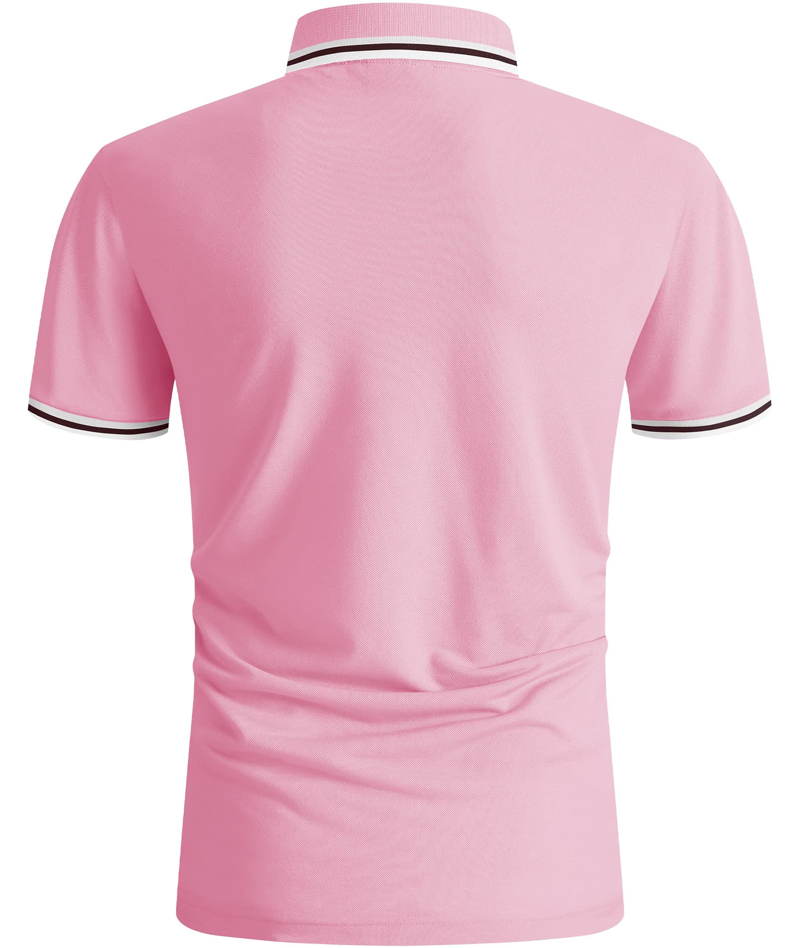 GEEK LIGHTING Polo Shirts for Men Short Sleeve Summer Causal Collared Golf Tennis T-Shirt,Pink M