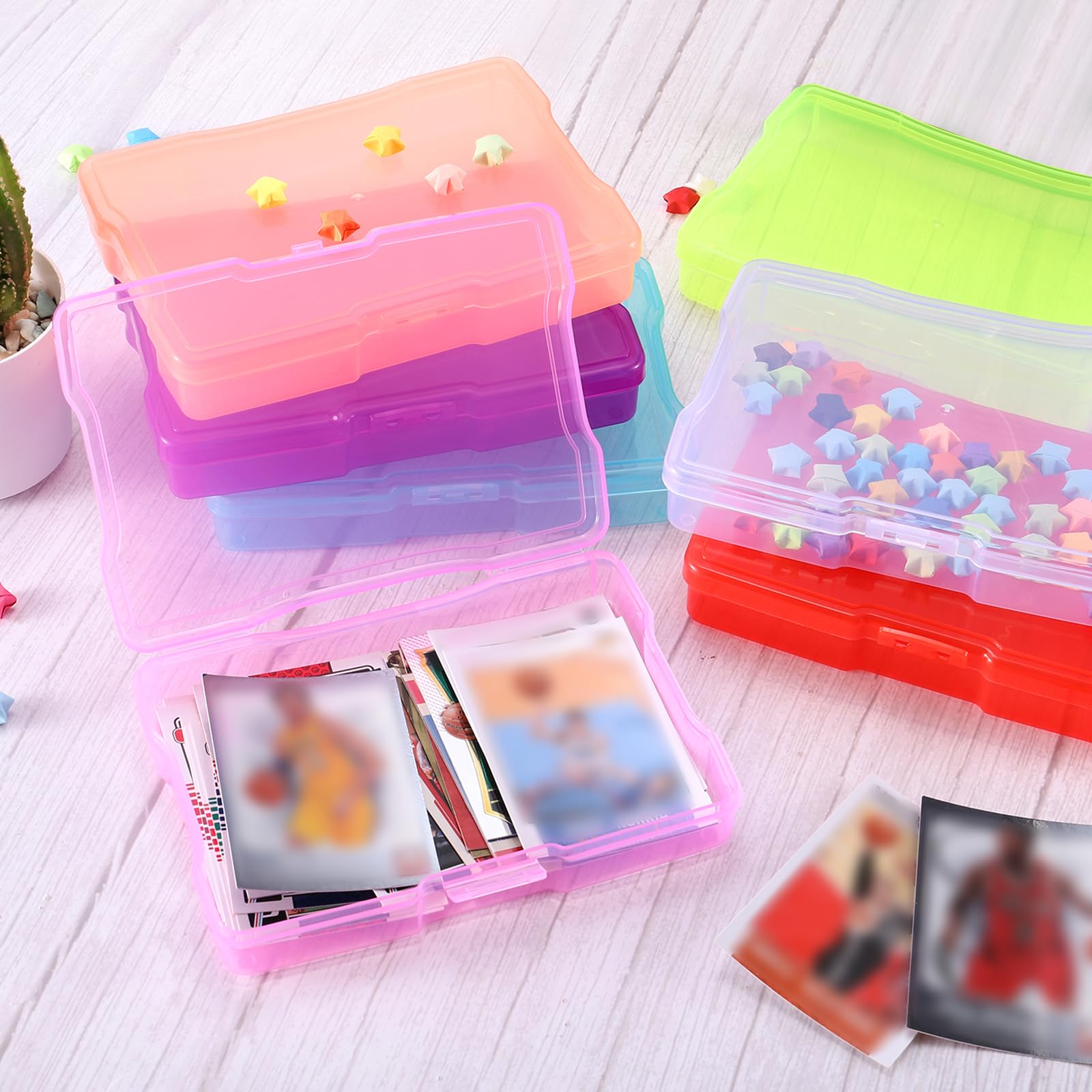 PATIKIL 4x6 Photo Storage Box, 4 Pack Photo Boxes Storage Photo Organizer Cases Storage Container Picture Boxes Plastic for 4x6 Pictures Sticker Scrapbook Craft Keeper, Red