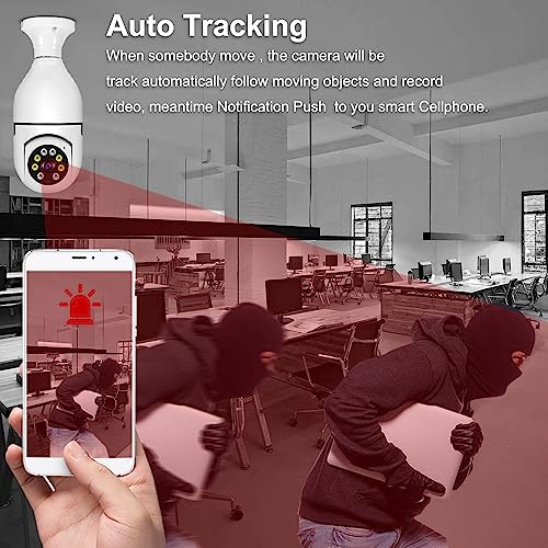 Nexete Wi-Fi Light Bulb Camera, HD 3.0MP Wireless 2.4GHz WiFi Home Security Camera 360° Surveillance Cam with Floodlight/Night Vision/Alarm/Auto Tracking Motion Detection