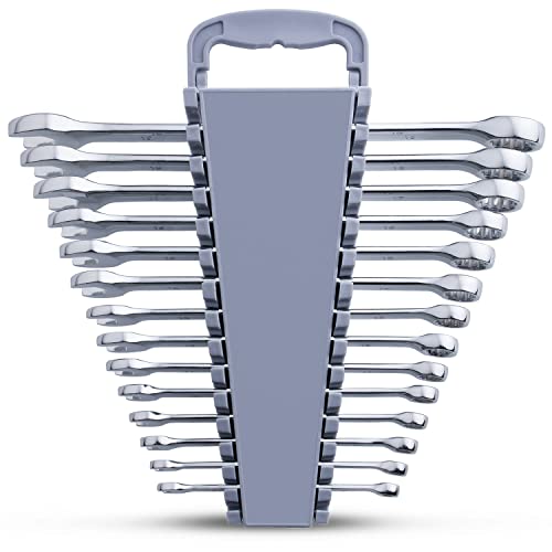 Max Torque 14-Piece Premium Metric Combination Wrench Set in Rack, No Skipped Metric Size 6mm to 19mm | Longer Wrench Body Design, Chrome Vanadium Steel, Mirror Chrome Finish, Unique V-Groove Open End