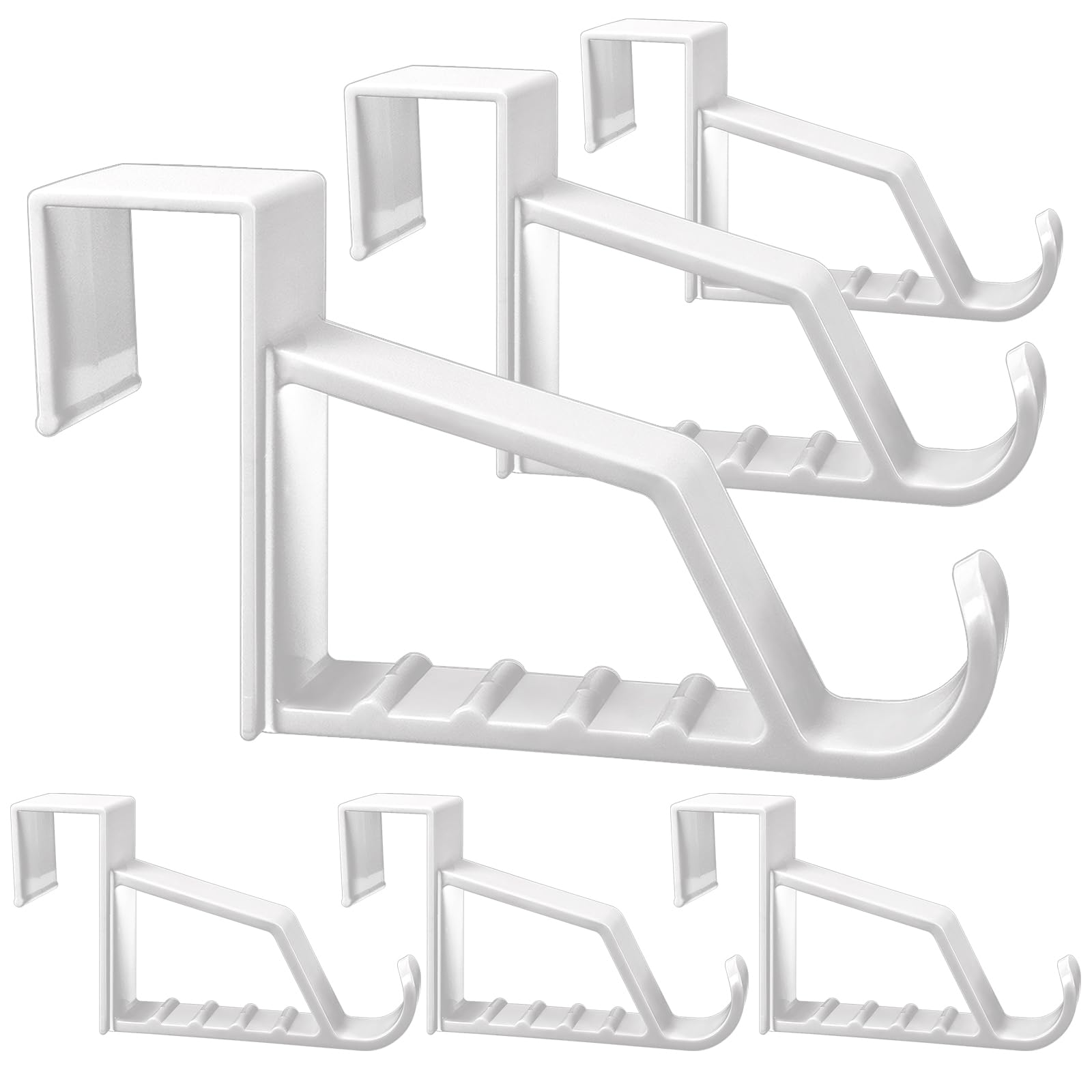 Fansunta 6 Pack Ruggedized Plastic Over Door Hooks, Over Door Hanger Hooks for Coats, Towels, Bags, Hats, Scarves Home Tools(White)