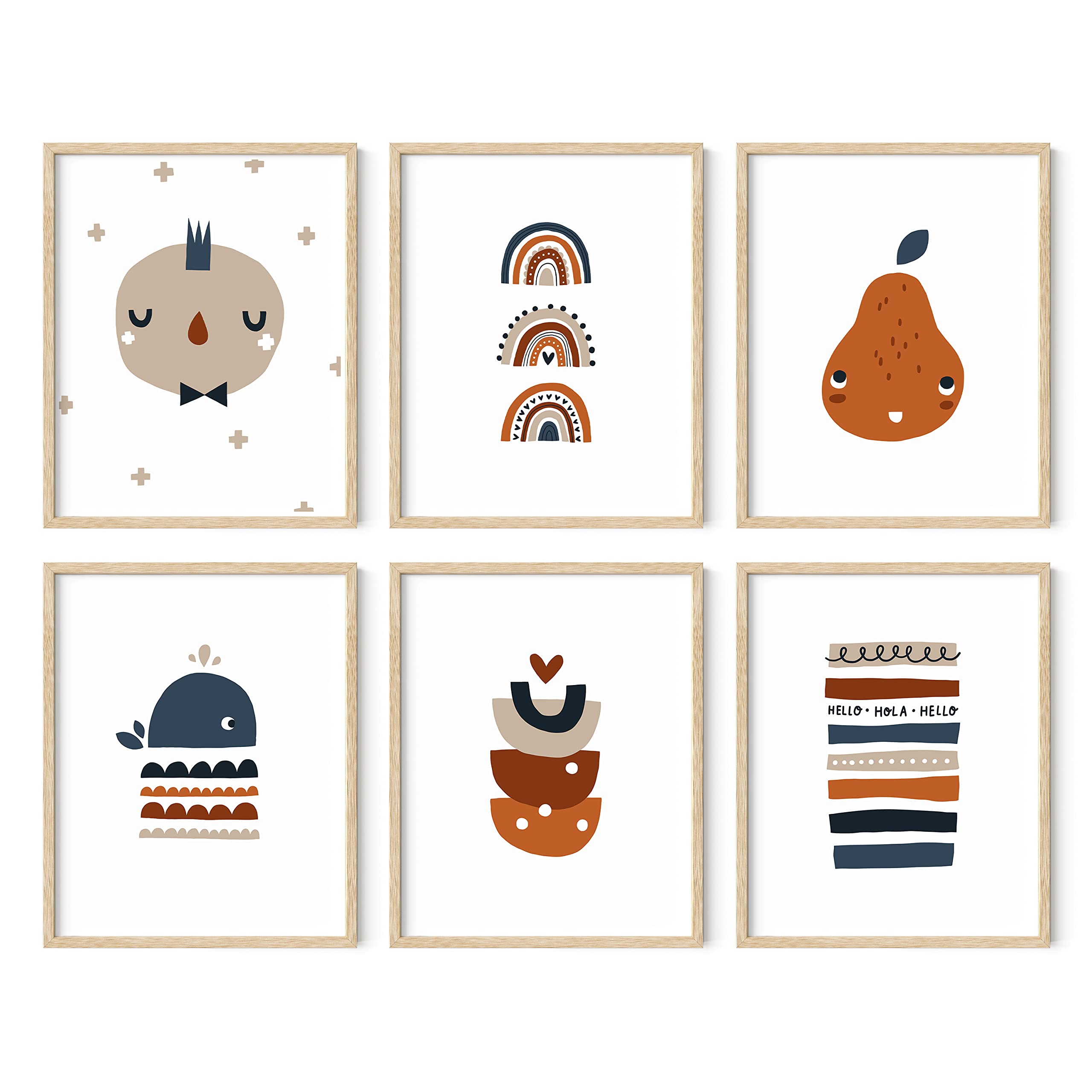 HAUS AND HUES Boho Nursery Wall Decor Set of 6 Baby Room Wall Decor for Baby Boy Nursery and Baby Girl Nursery Decor | Kids Wall Art Nursery Art Prints Baby UNFRAMED 8"x10"