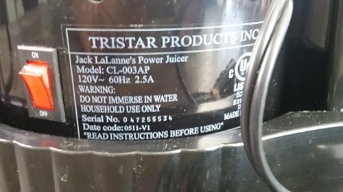 JACK LALANNE CL003AP 600 RPM Motor Power Juicer, Black