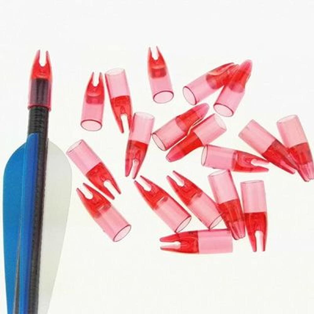 goodxy 15-Pack Clear Red Plastic Archery Hunting Compound Bow Arrow Nocks Fit for 5/16inch Arrows