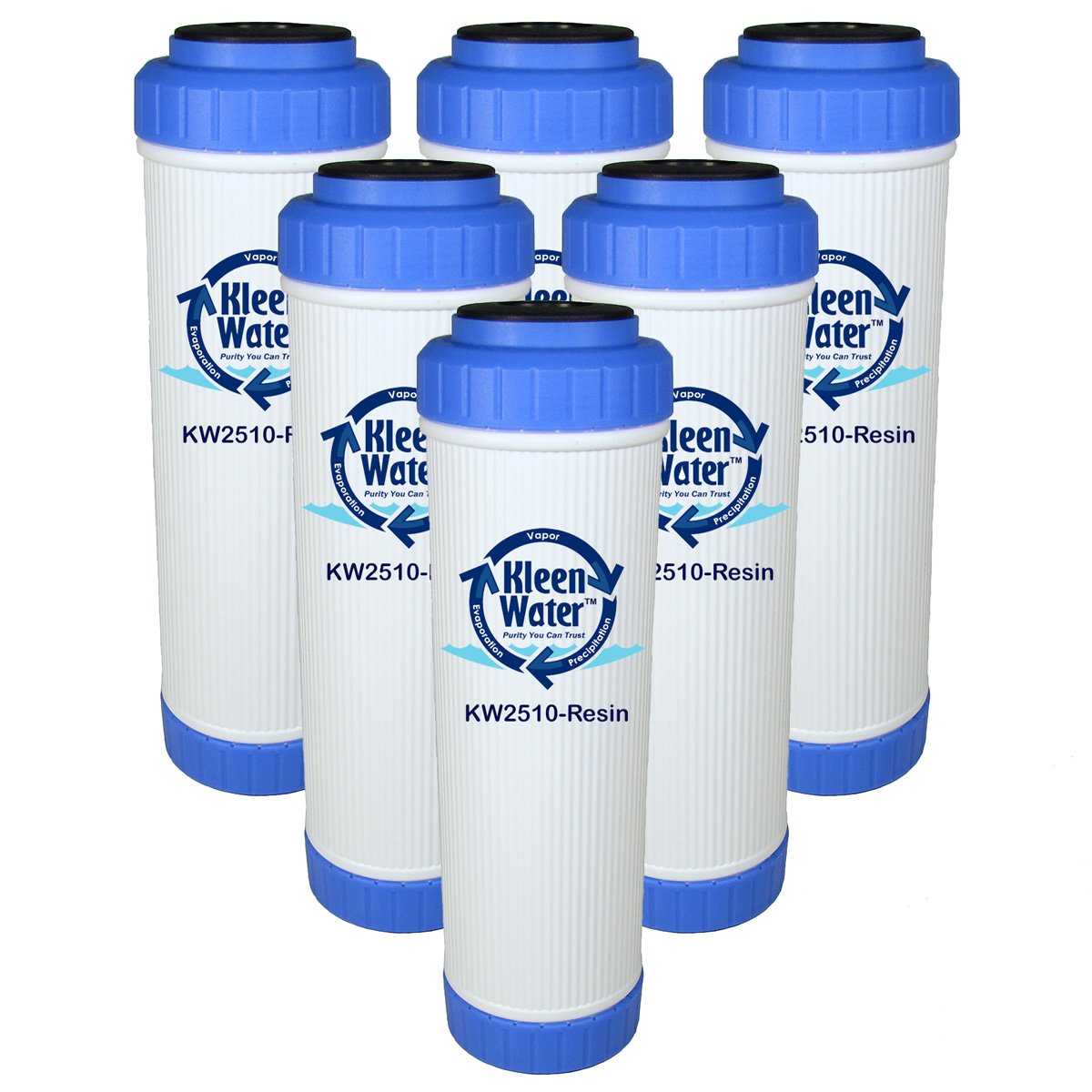 Kleenwater 2510-RESIN Filter Cartridge Replacement 6 Pack, for KW2510HW-KW2510-resin-Dish-Kit Filtration System