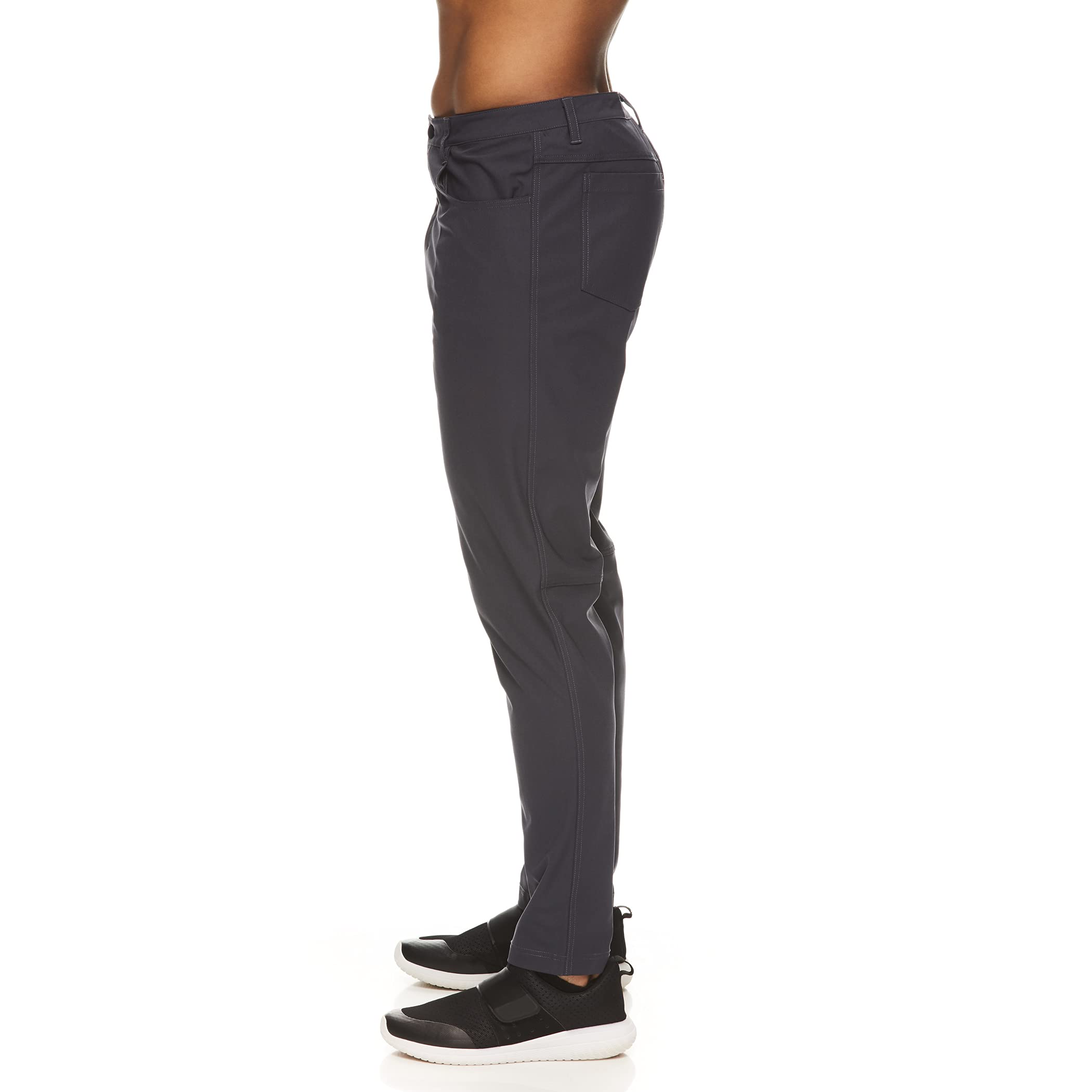 Gaiam Men's Skinny Yoga and Travel Pants - Solid Stretch Golf and Work Pant with Pockets - Traveler Pant Ebony , 36"