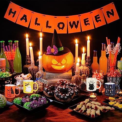 Maxdot 8 Pieces Halloween Mugs 12oz Mug Set Halloween Coffee Mugs with Handle Halloween Ceramic Matching Mugs for Home School Office Table Centerpieces Housewarming Holiday Party Gift