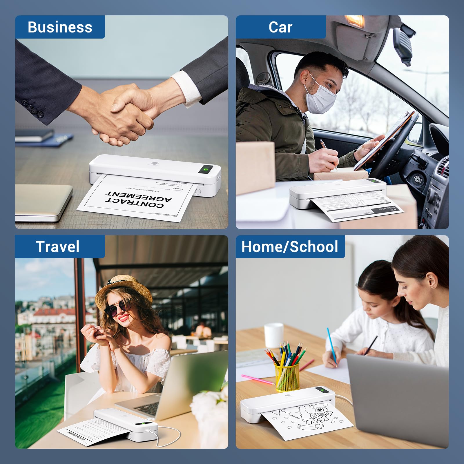 Phomemo Portable Printers Wireless for Travel, Inkless Printer Thermal M835, Mobile Printer Bluetooth Support 8.5"/A4/4.33"/3.15"/2.08" Thermal Paper Roll, Compact Printer Compatible with iOS&Android